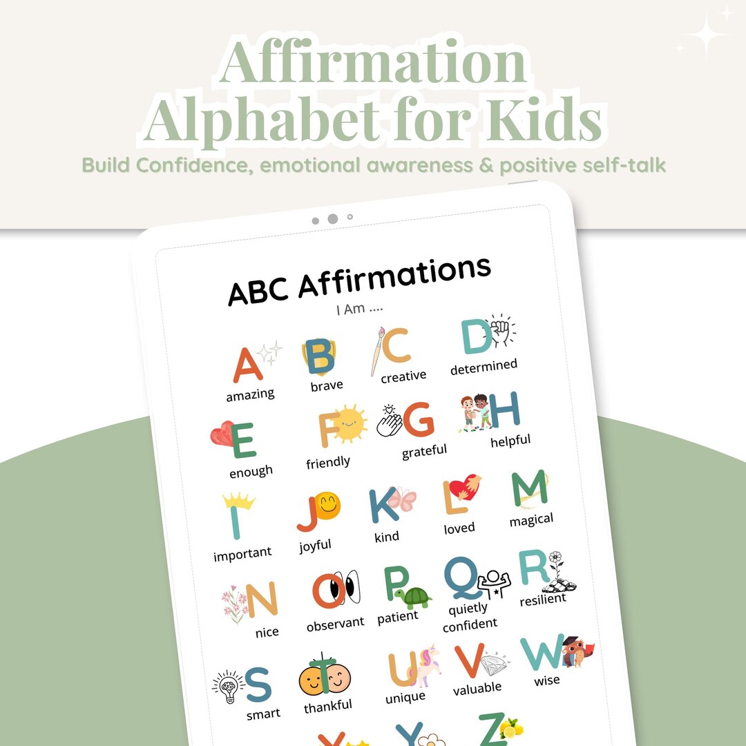 ABC Affirmations Printable | Editable Alphabet Poster for Kids ...