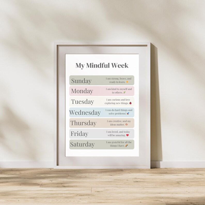 Days of the Week Affirmation Chart for Kids – Printable Visual Routine ...