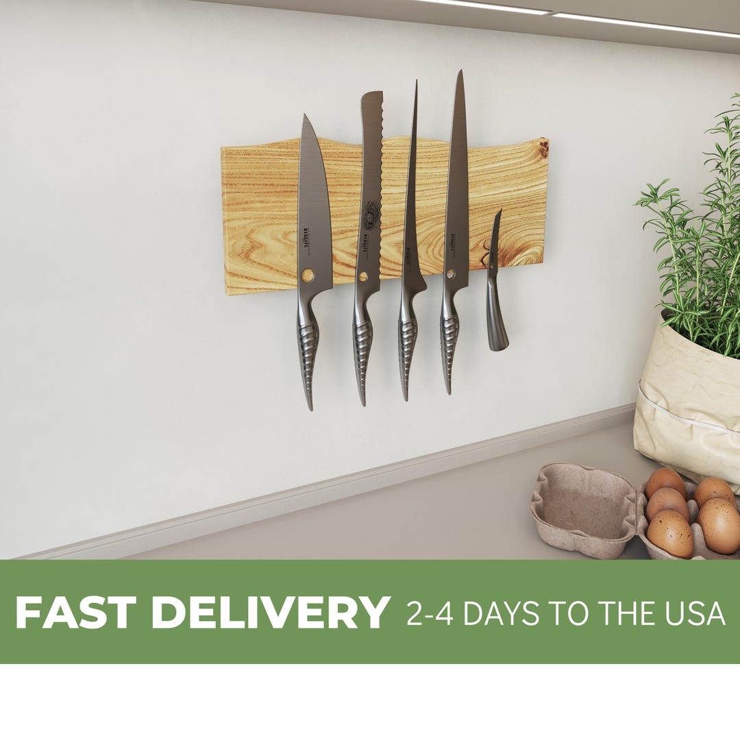Rustic Magnetic Knife Holder on Wall – Farmhouse Kitchen Decor & Gift ...