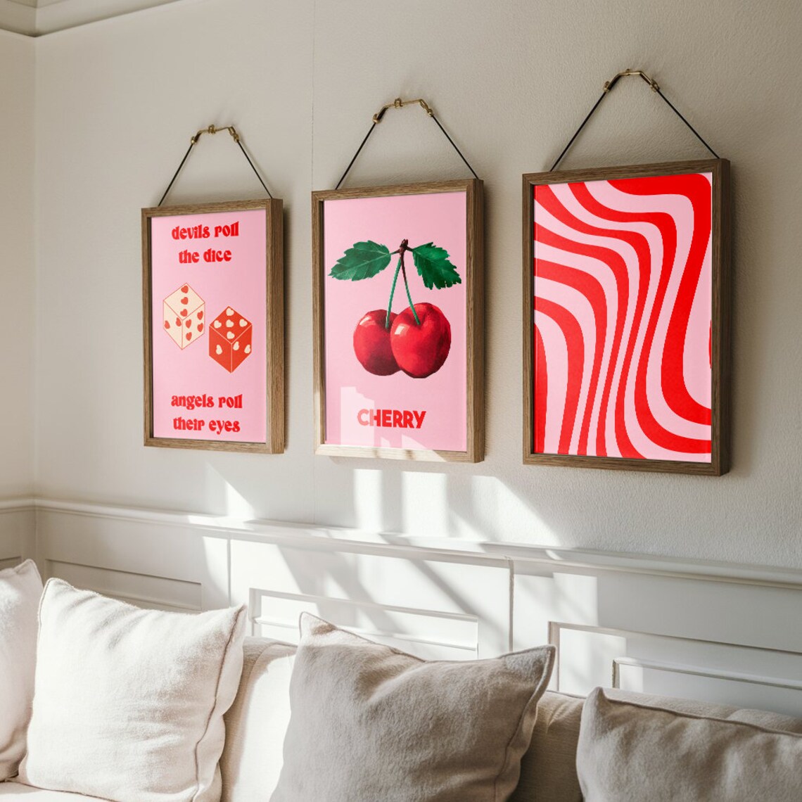 Pink Cherry Poster, Set of 3 Retro Poster, Y2k Room Decor, Pink Poster ...