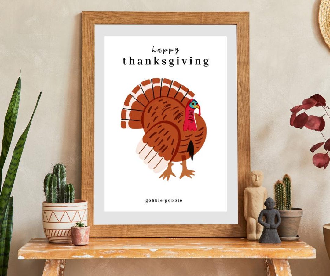 Thanksgiving Wall Art, Turkey Print, Thanksgiving Decor, Printable Wall ...
