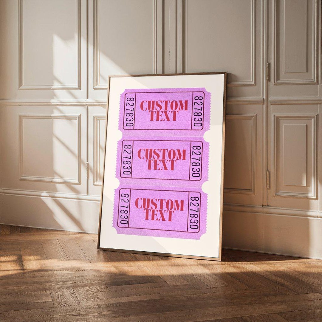 Customize Printable Ticket Poster, Personalized Preppy Print, Admit One ...