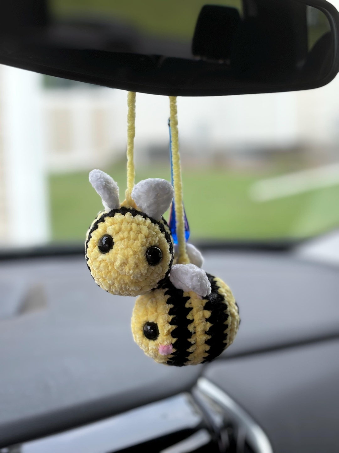 Crochet/amigurumi Bumble Bee Car Decor | Rear View Mirror Accessory ...