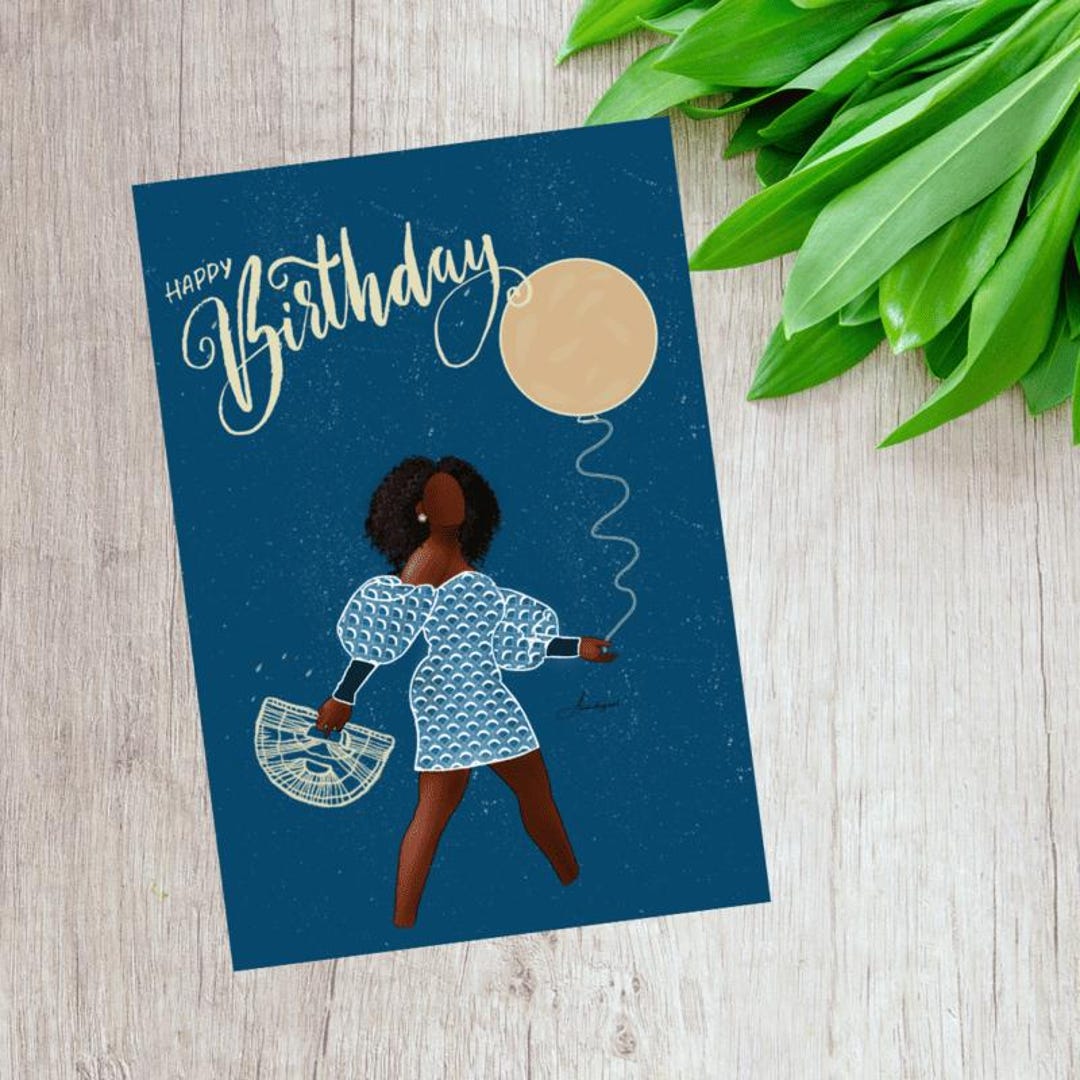 Ayana (afro Woman Birthday Card), Black Greeting Cards, Afrocentric ...