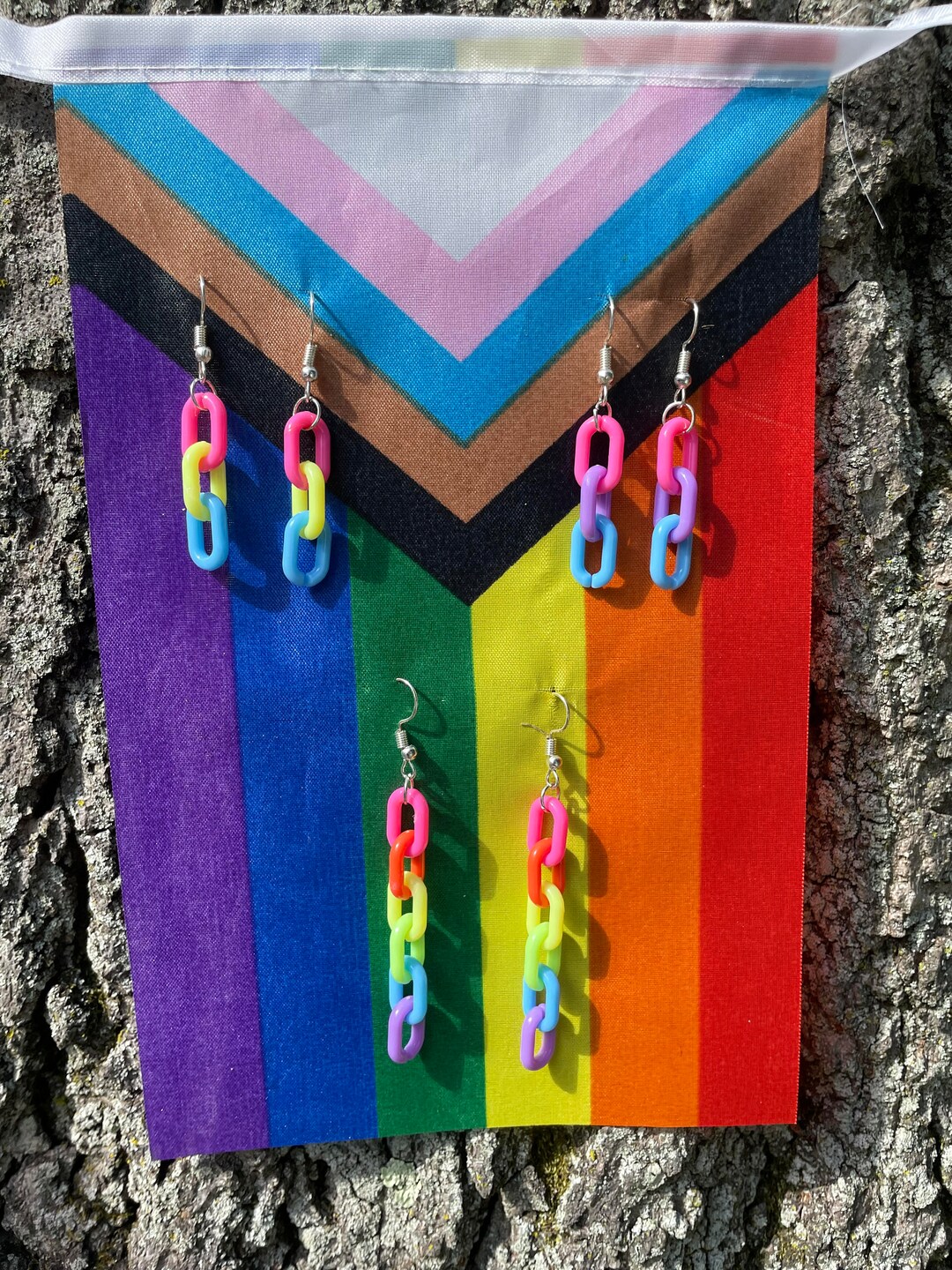 Pride Chain Earrings, Plastic Chain Link Dangle Earrings, - Etsy