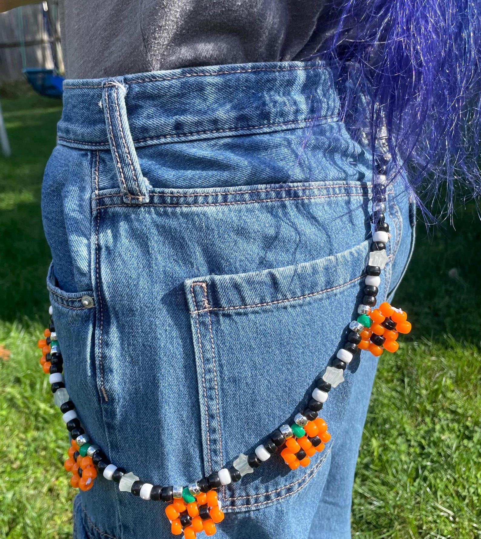 Kandi Halloween Pumpkin Belt Loop Chain, Alt Spooky Accessory for Fall ...