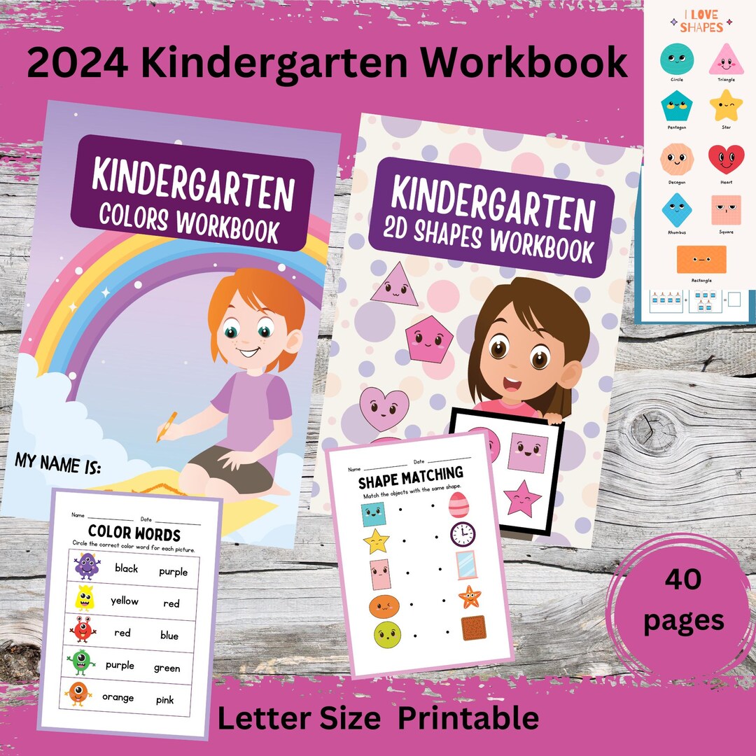 2024 Kindergarten Colors & 2D Shapes Workbook Set | Essential for ...