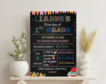 Editable First Day of School Chalkboard Sign, Back to School Poster ...