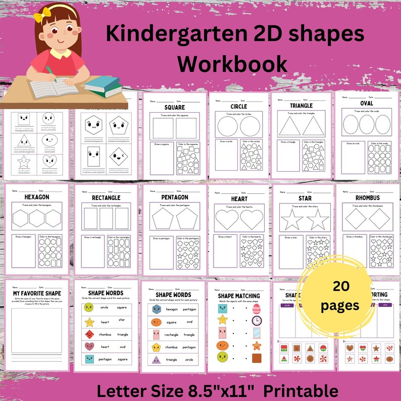 2024 Kindergarten Colors & 2D Shapes Workbook Set | Essential for ...
