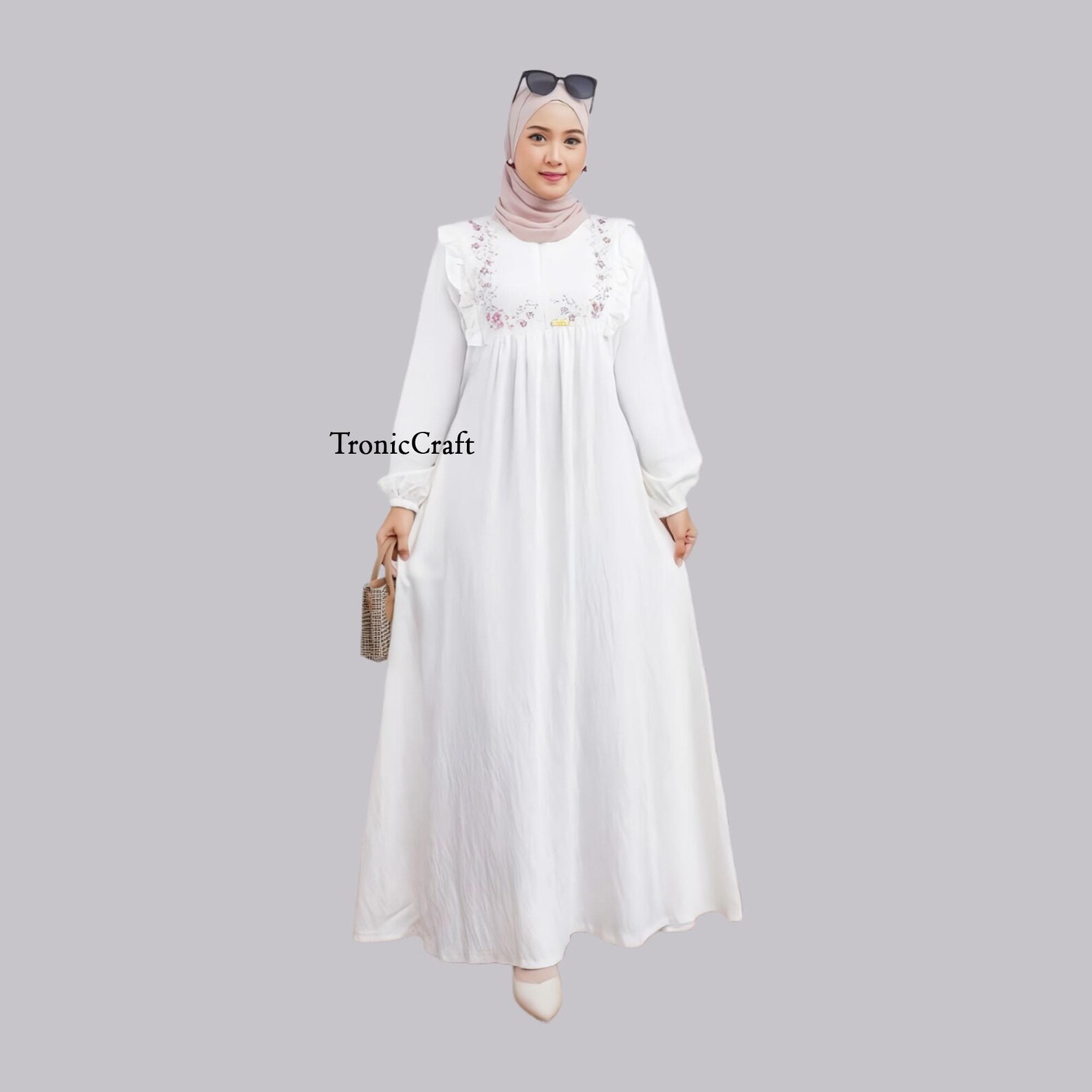 Zora Dress Gamis Polo Linen White Black for Fashion,muslim Dress,muslim ...