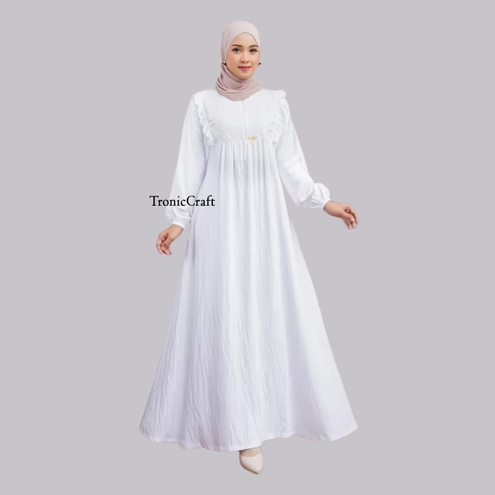 Zora Dress Gamis Polo Linen White Black for Fashion,muslim Dress,muslim ...