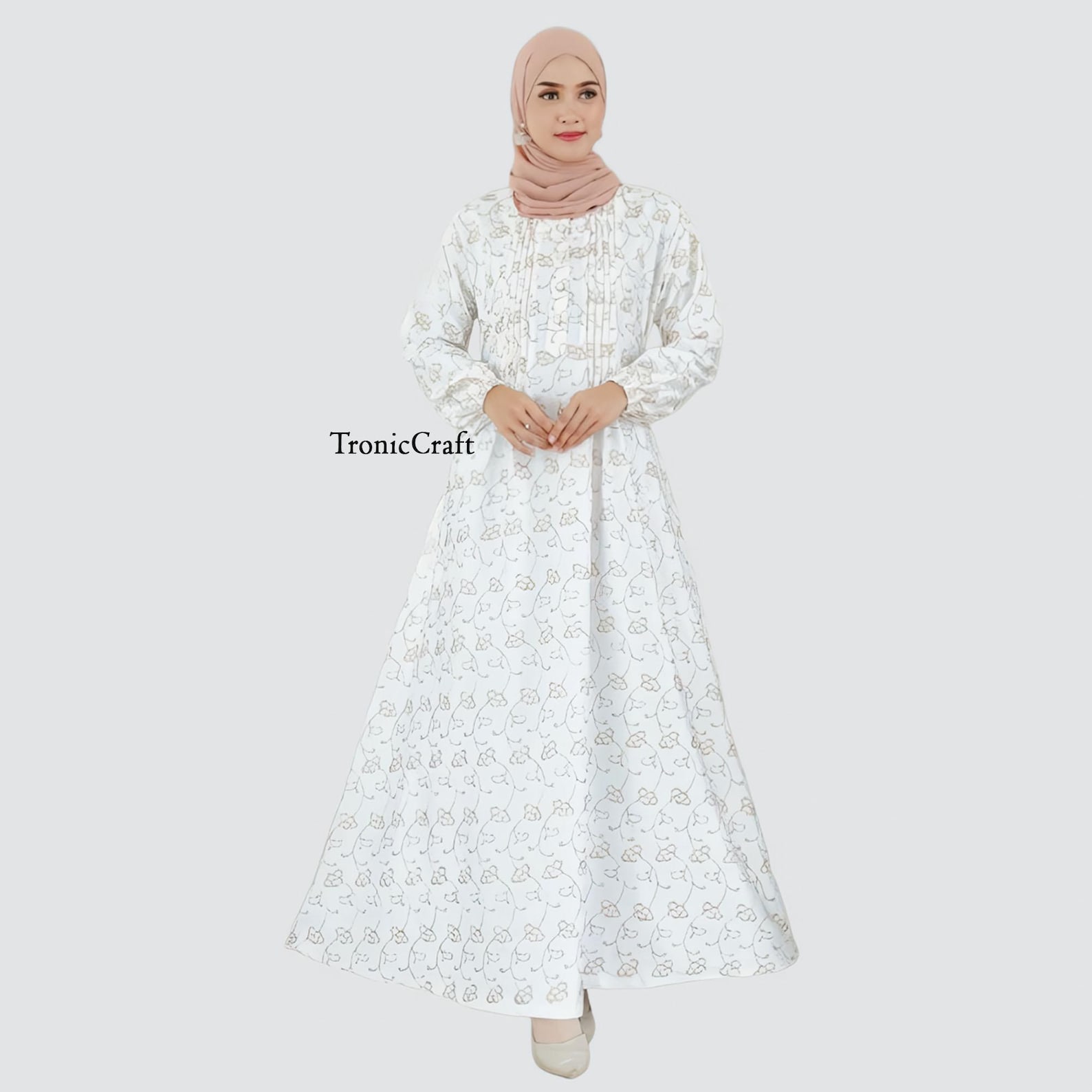 Mecca White Dress Elegant Embroidered Gamis,muslim Dress,muslim Dress ...