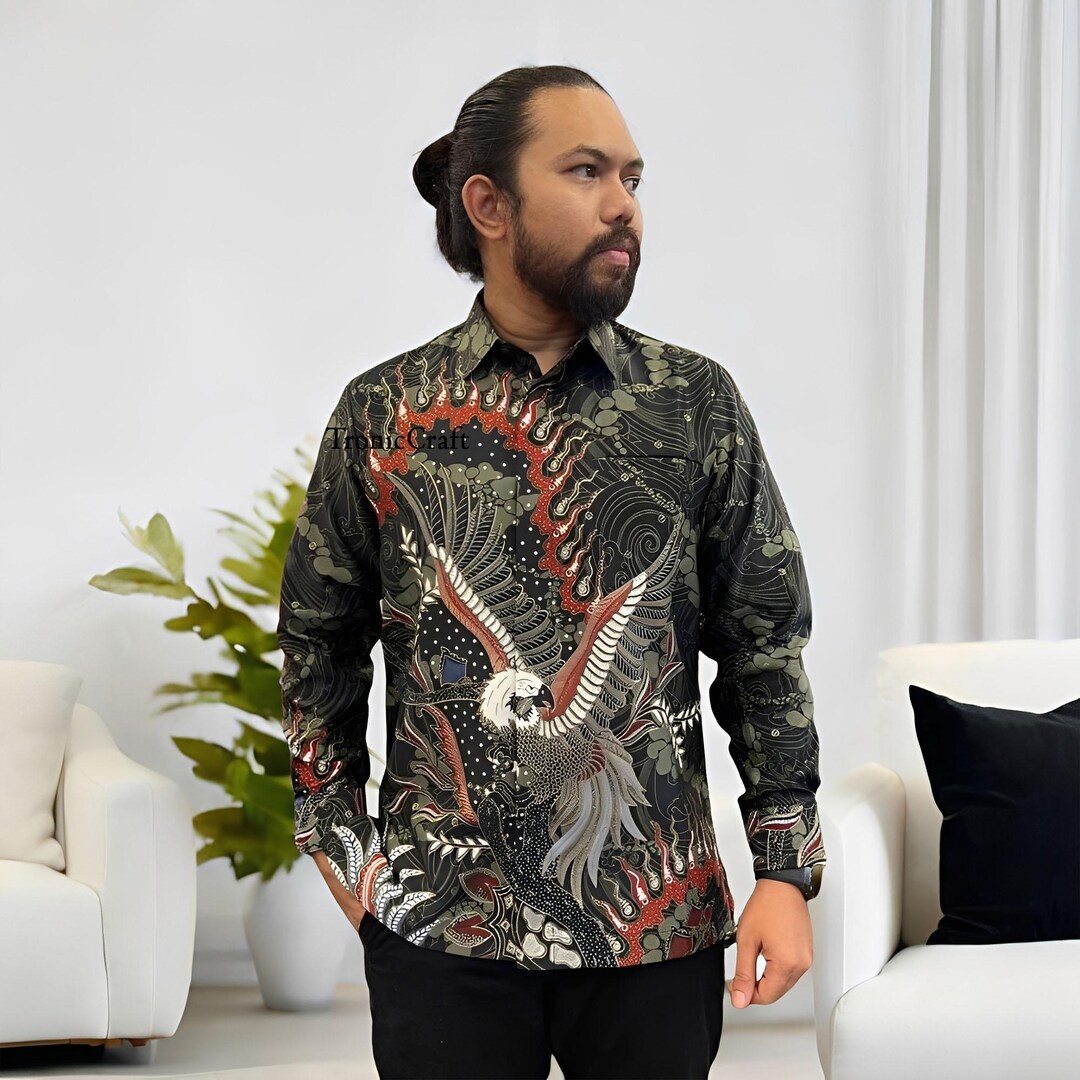Rajawali Men's Batik Shirt Slim Fit Premium Cotton and Garuda Motif,men ...