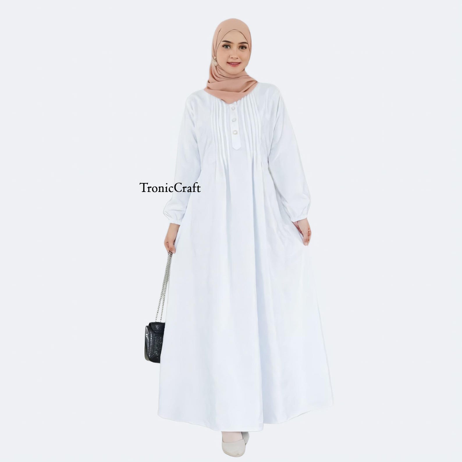 Mecca White Dress Elegant Embroidered Gamis,muslim Dress,muslim Dress ...