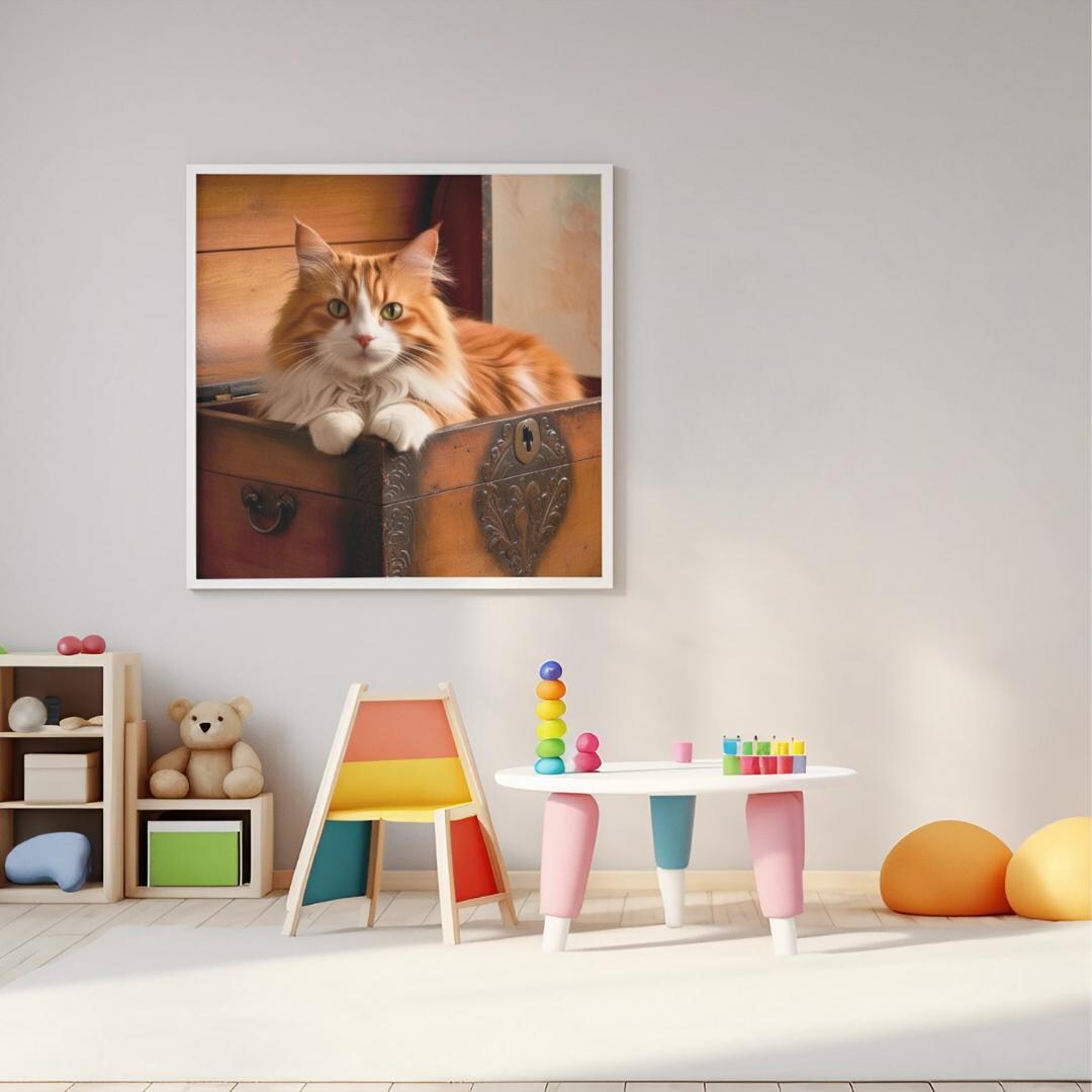 DIGITAL DOWNLOAD Beautiful Orange Cat Inside a Chest Digital Download ...