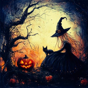 DIGITAL DOWNLOAD Halloween Witch Digital Download Beautiful Witch in ...