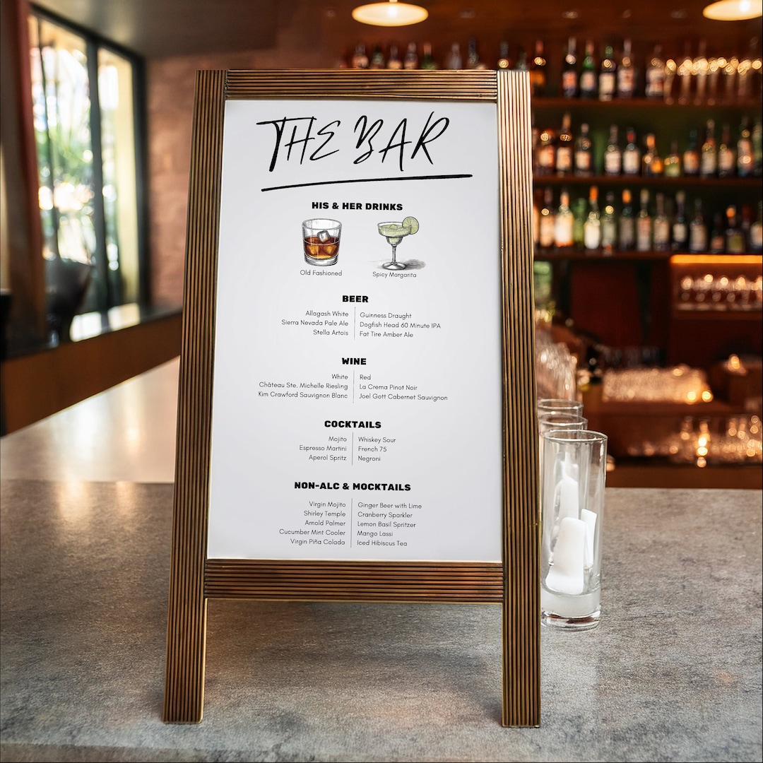 Editable Drink Bar Menu Template | Modern Minimalist Printable Bar Menu ...