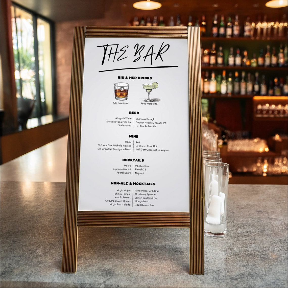 Editable Drink Bar Menu Template | Modern Minimalist Printable Bar Menu ...