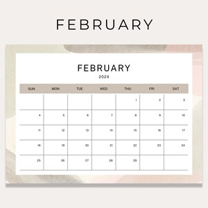 2024 Neutral Monthly Calendar, Printable Calendar, Minimalist Calendar ...