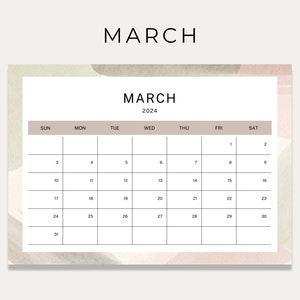 2024 Neutral Monthly Calendar, Printable Calendar, Minimalist Calendar ...