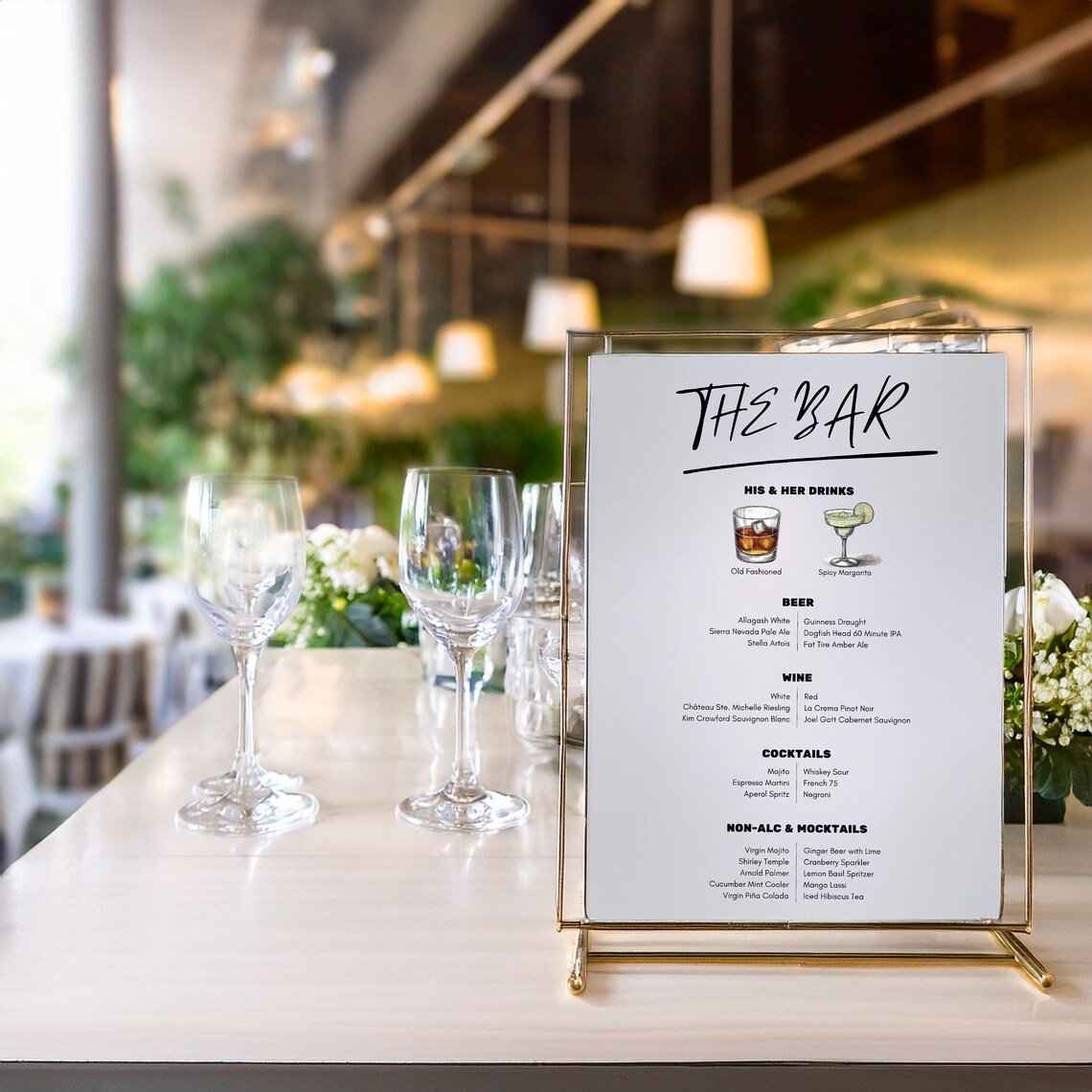 Editable Drink Bar Menu Template | Modern Minimalist Printable Bar Menu ...