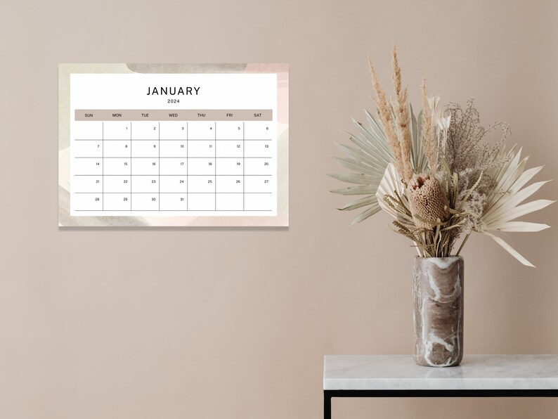 2024 Neutral Monthly Calendar, Printable Calendar, Minimalist Calendar ...