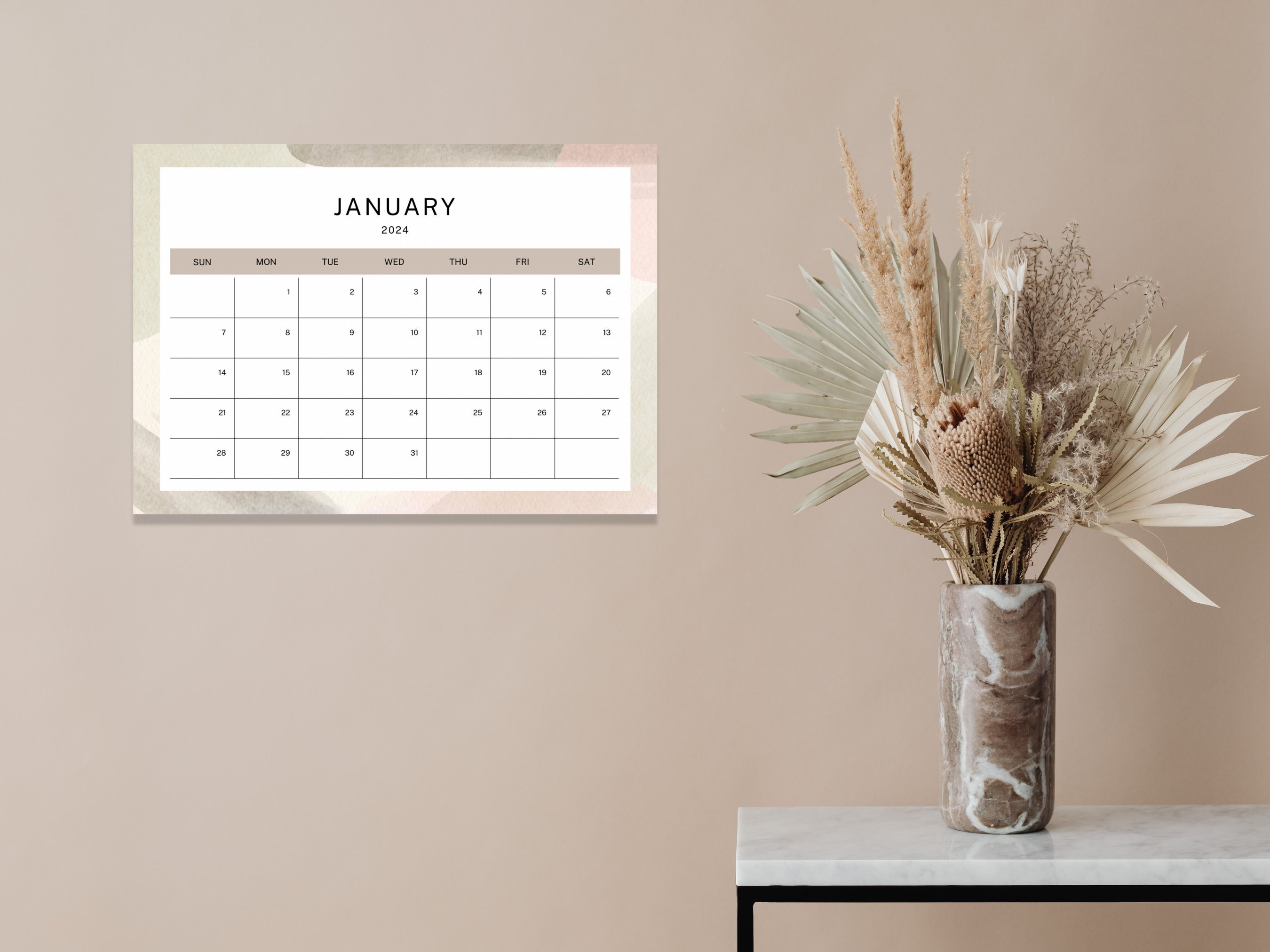 2024 Neutral Monthly Calendar, Printable Calendar, Minimalist Calendar ...