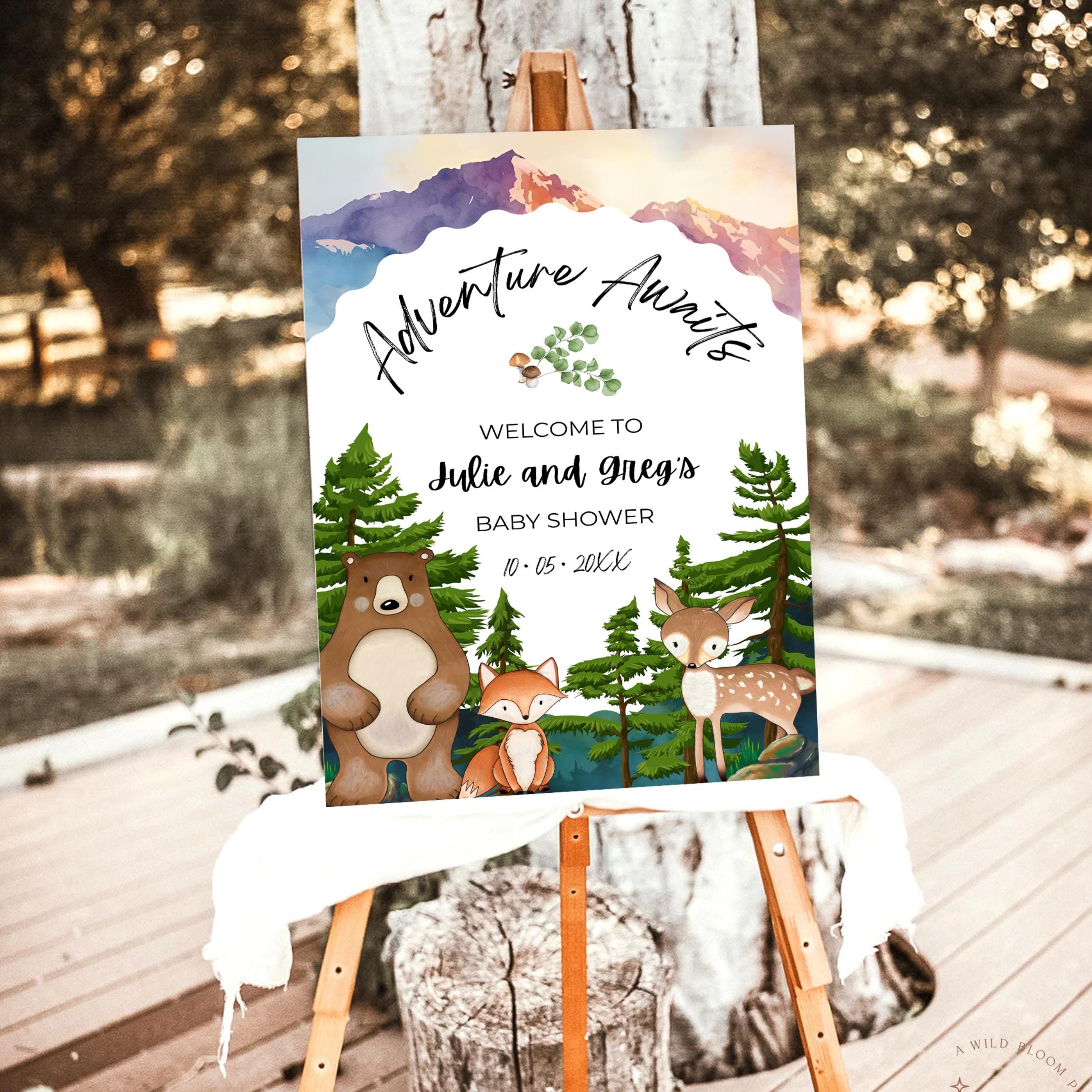 Woodland Animals Welcome Sign Template (digital Download) - Etsy