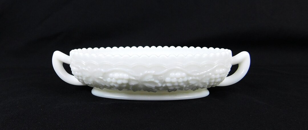 Imperial Glass Grape Pattern Milk Glass 8" Pickle Dish - Etsy