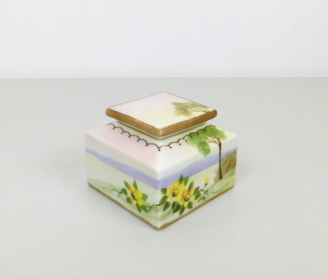 Nippon Hand Painted Small Ceramic Box W/ Lid - Etsy