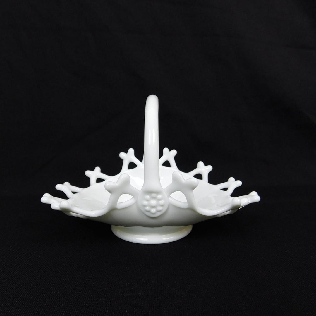 Vintage Milk Glass Pierced/crossed Edge Decorative Basket | Home Decor ...