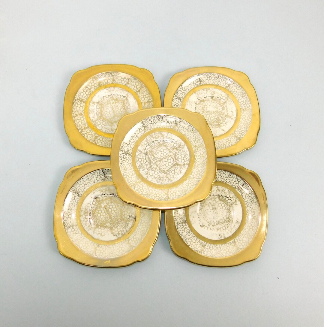 Vintage Paden City Pottery 22k Gold Saucers – Set of 5 | Made in the ...
