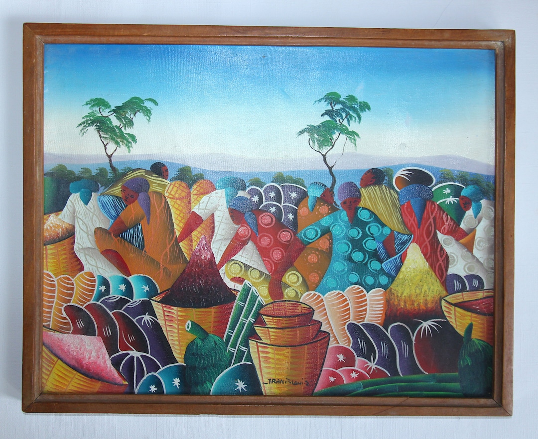 Haitian Ethnic Painting, Naive Style African Art, Frantz Louis ...