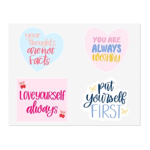 Mental Health Sticker Pack Cute Positive Affirmation Sticker Sheet ...