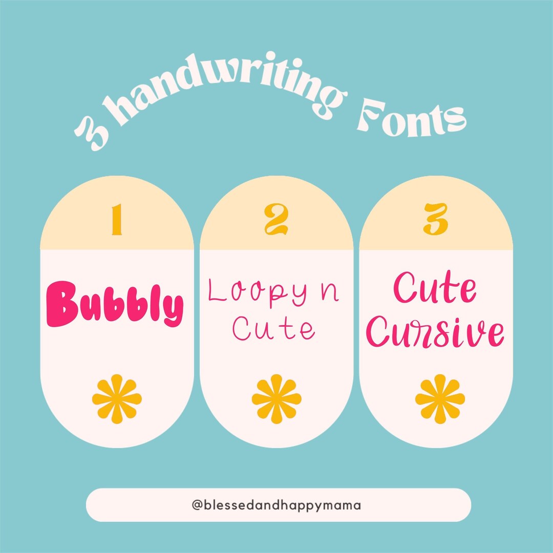Handwriting Font Cute Cursive Font Bundle for Birthday Party Canva Font ...