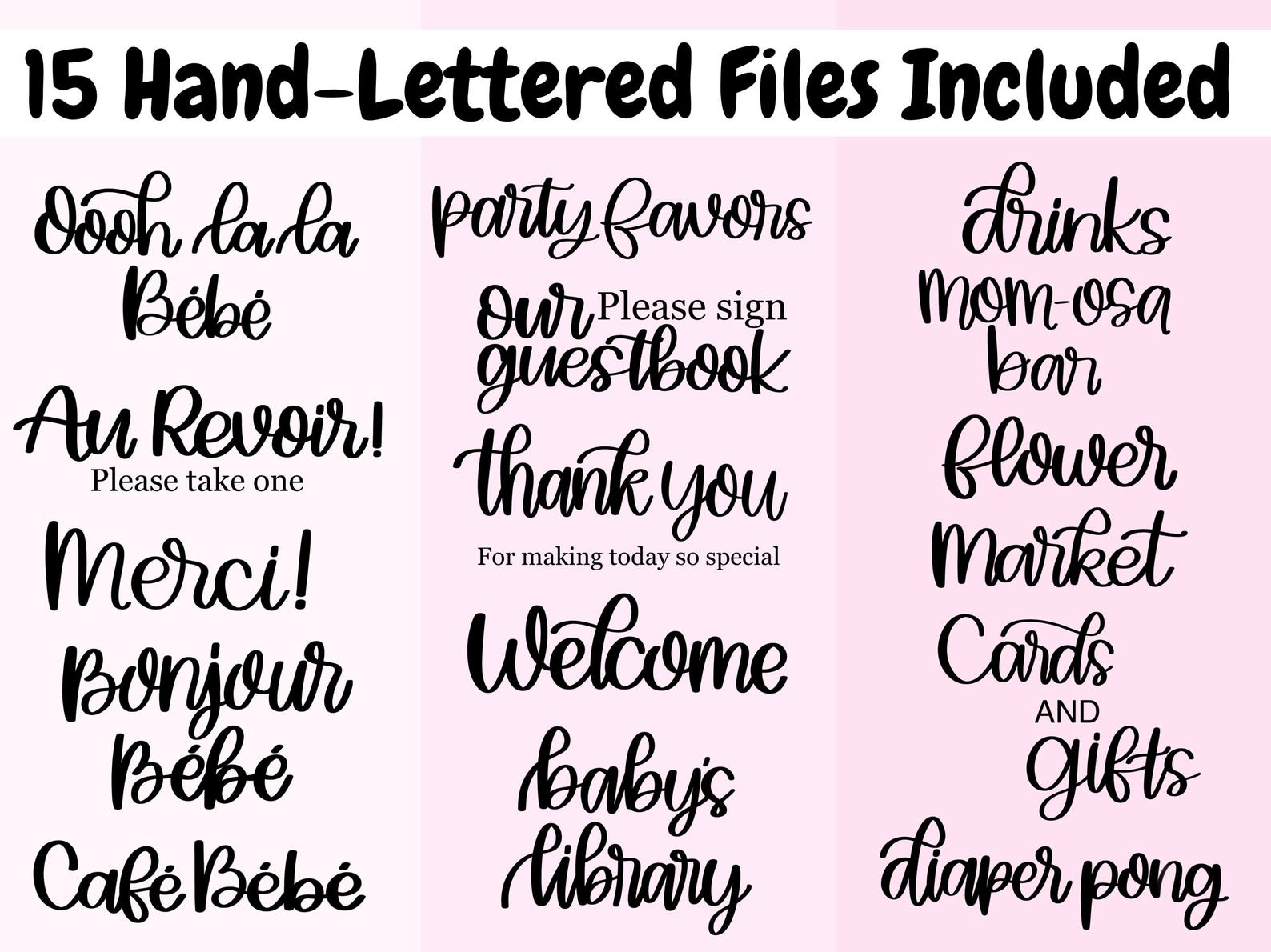 Paris Baby Shower Digital Pink Bonjour Bebe Party Bundle Editable ...