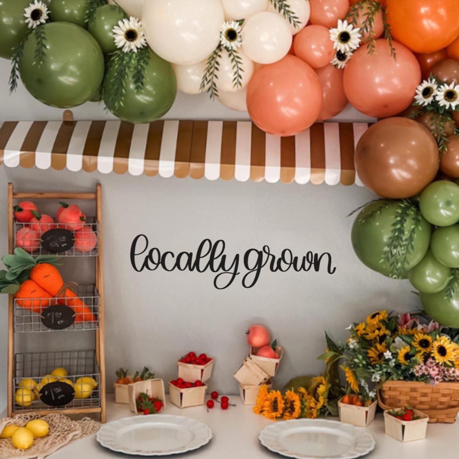 Locally Grown Baby Shower Svg Backdrop Arch Cricut File Farmers Market ...