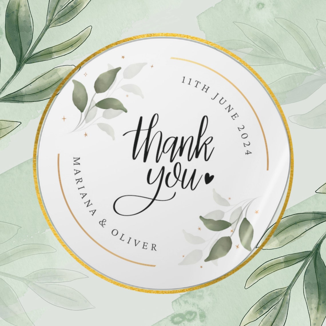 Wedding Thank You Sticker Custom Minimalist Party Favor Sticker for ...