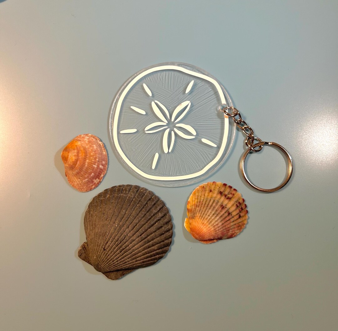 Sand Dollar Keychain, Circle Beach Keychain - Etsy
