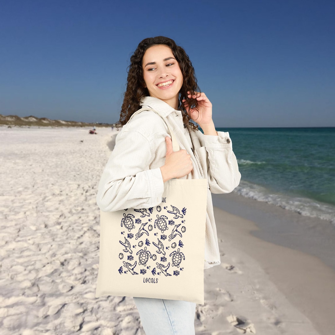 Respect the Locals Canvas Tote Bag, Ocean Animals Print - Etsy