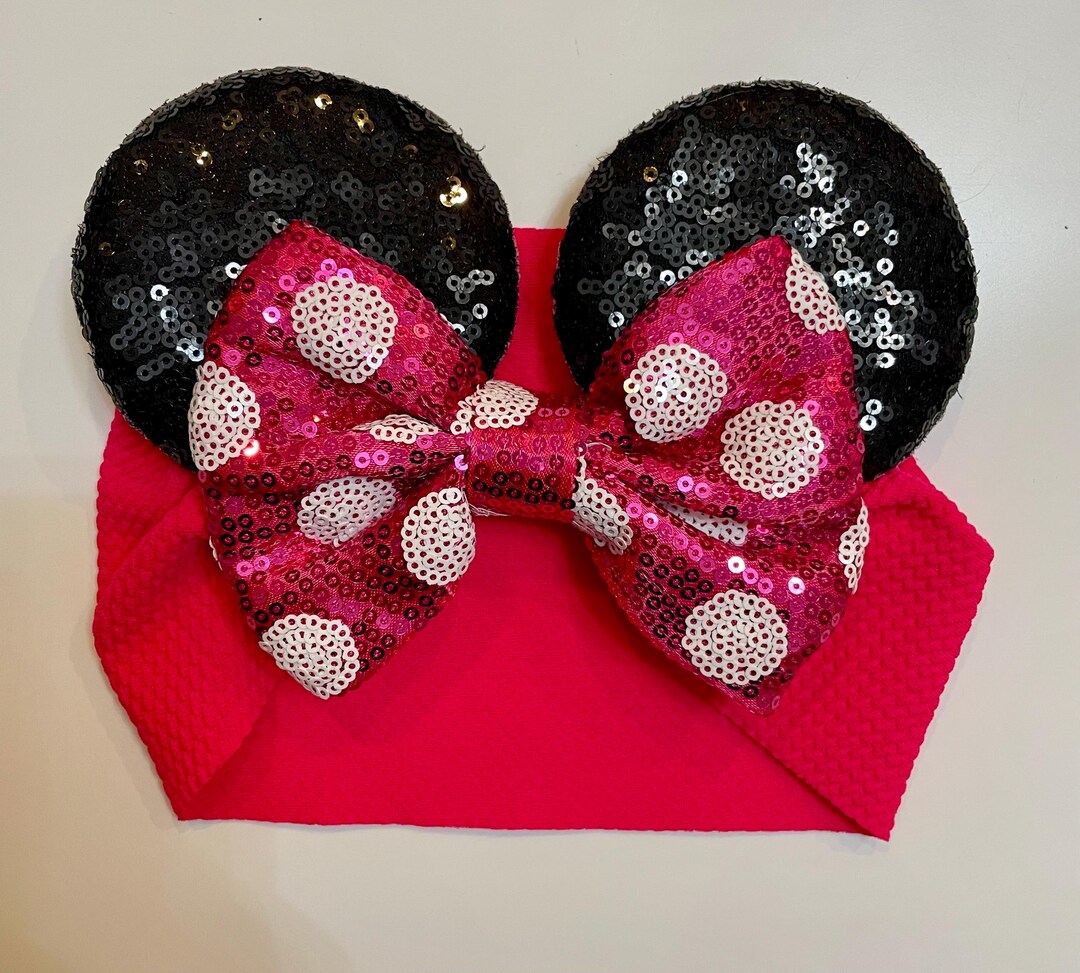 Minnie Mouse Inspired Mickey Mouse Ears BABY Headband. Stretchy/elastic ...