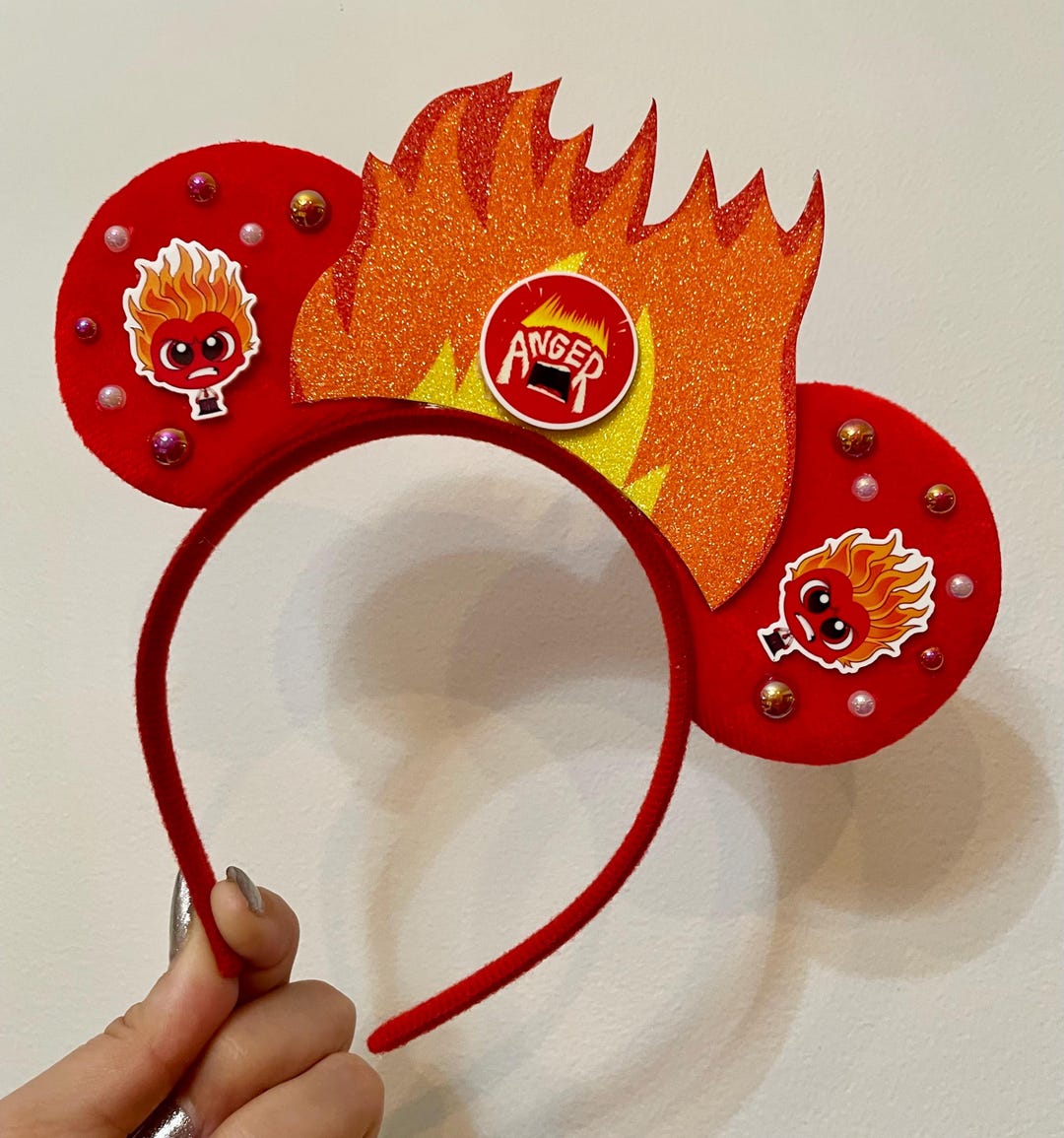 Inside Out ANGER Inspired Mickey / Minnie Mouse Ears Headband. Standard ...