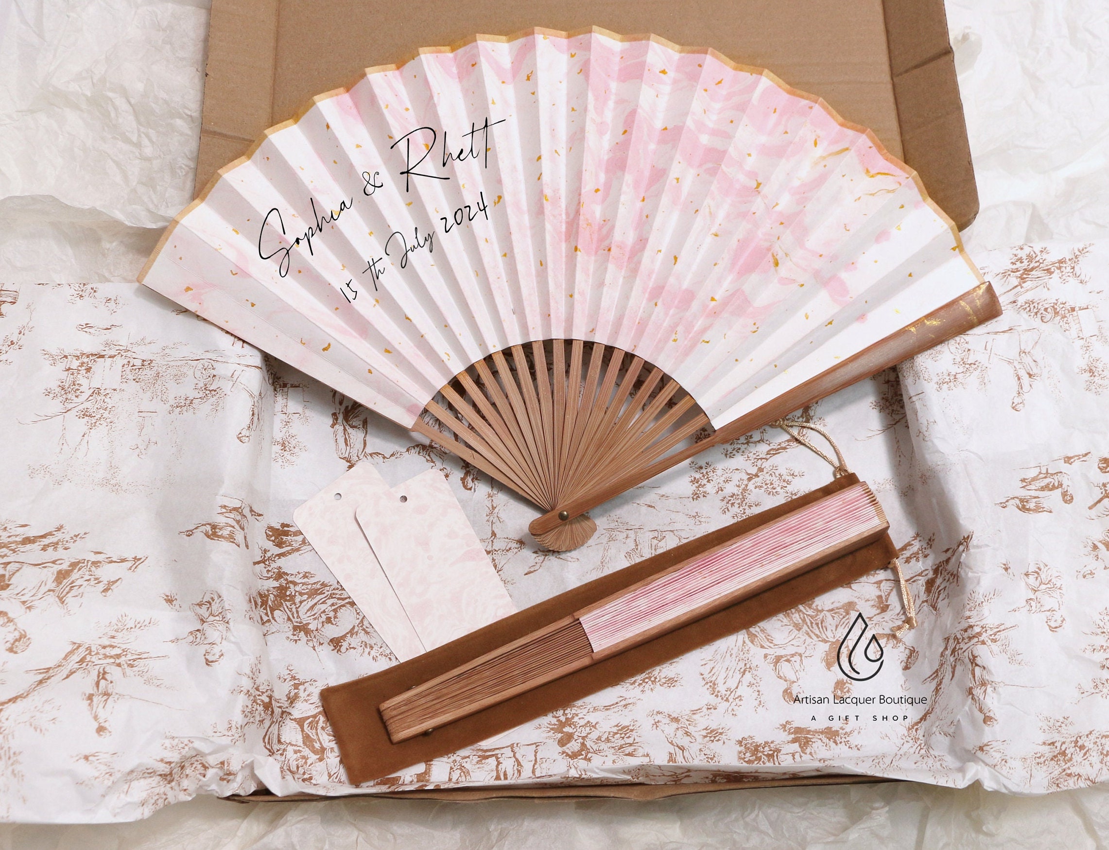 6PCS Personalised Bamboo Lacquer Wedding Fans, Wedding Party Favor ...
