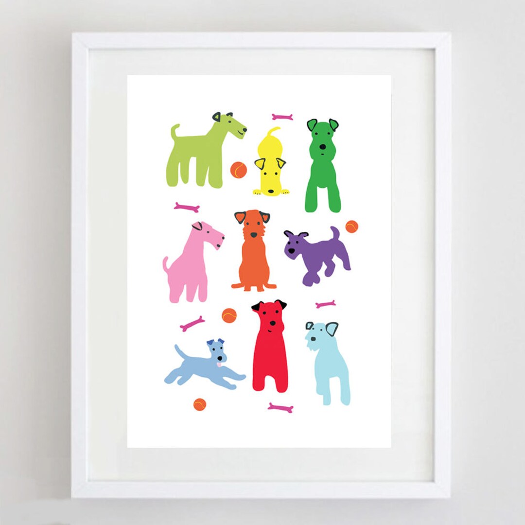 Coloured Dogs Print - Funny Dogs - Dog Print - Dog Poster - Terrier ...