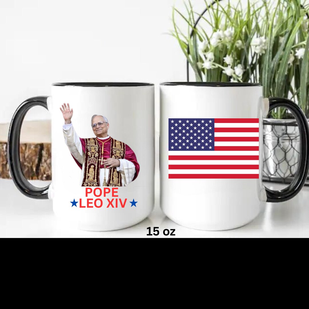 American Pope Leo XIV Ceramic Coffee Mug, New Pope Mug, Patriotic Pope ...
