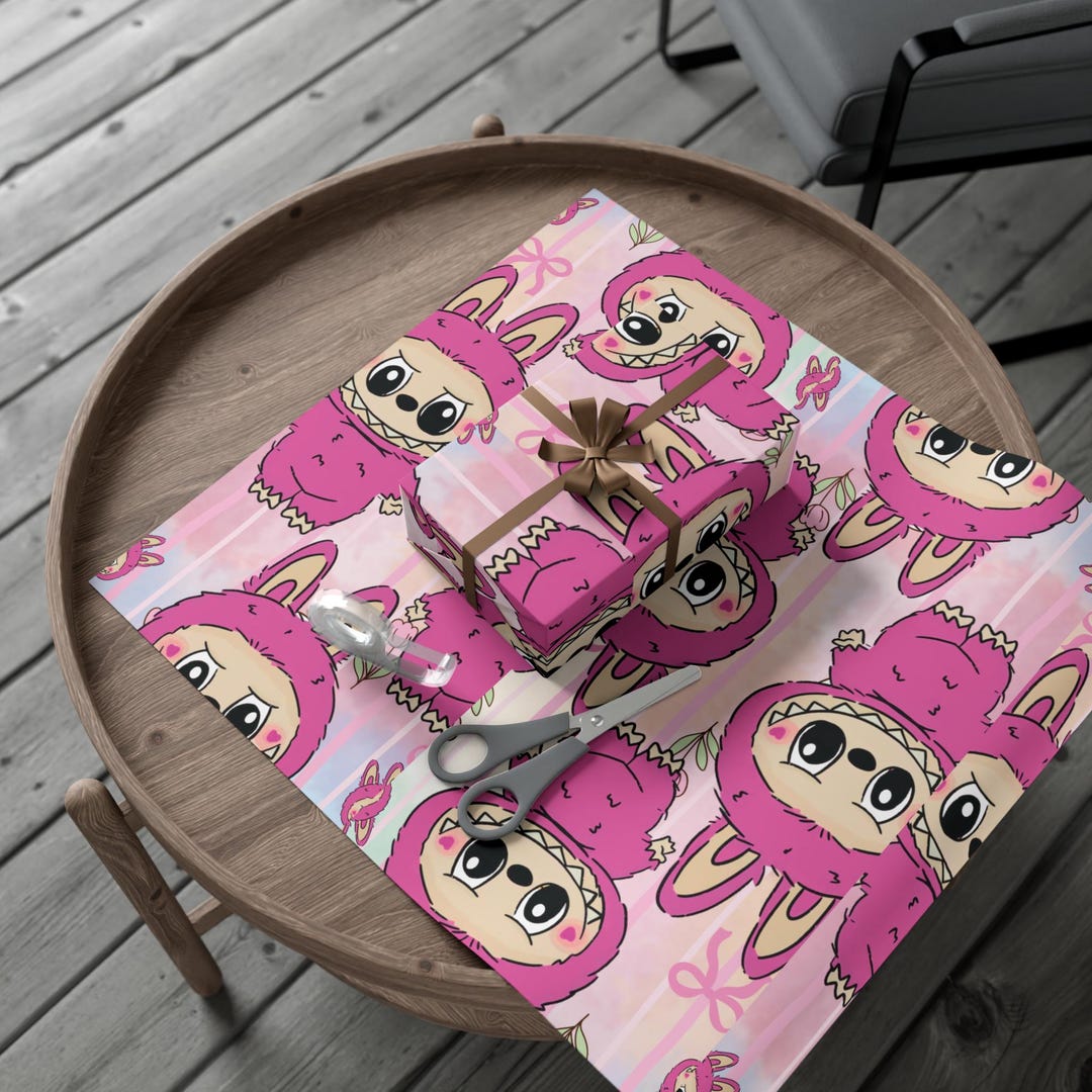 Labubu Pink Charming Gift Wrap Papers, Labubu Cute Gift Wrap Papers ...