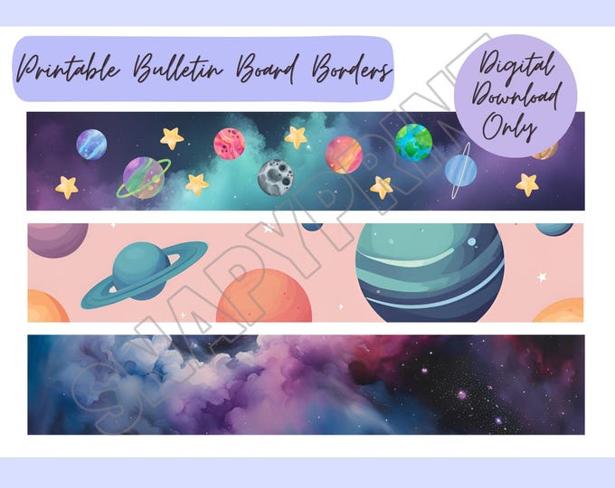 Solar System Planets Bulletin Board Pack With Night Sky Space Border ...