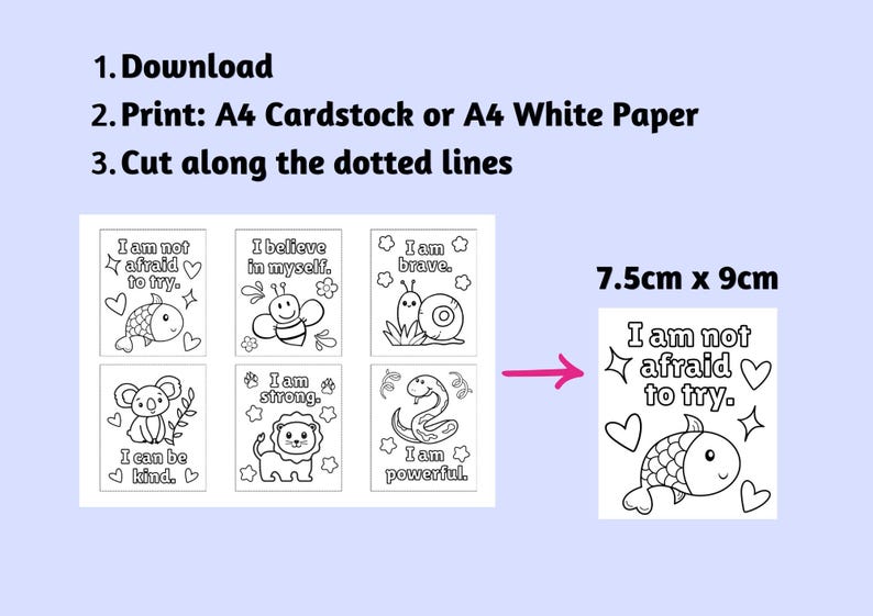 24 Positive Affirmation Cards for Kids, Printable Coloring Cards, Lunch ...