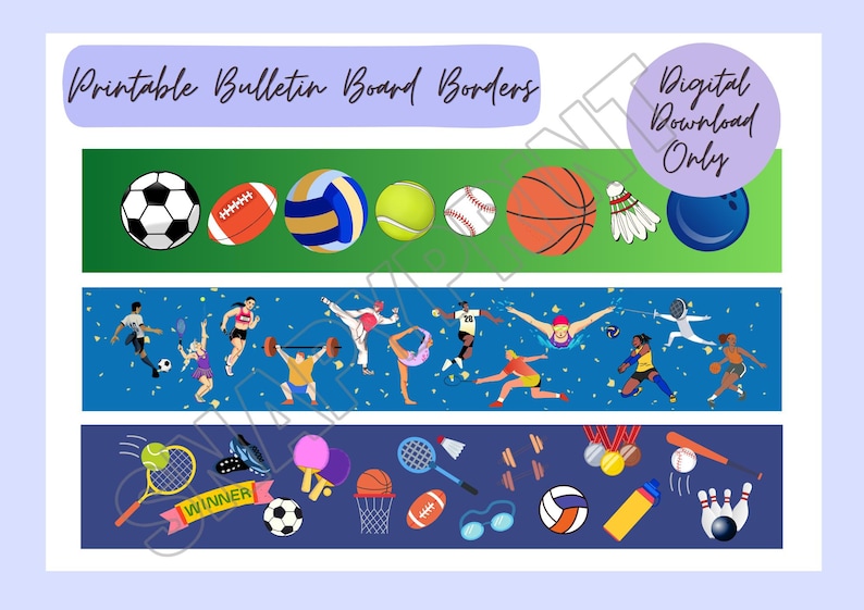 Sports Borders, Sports Bulletin Board Borders, Classroom Bulletin Board ...