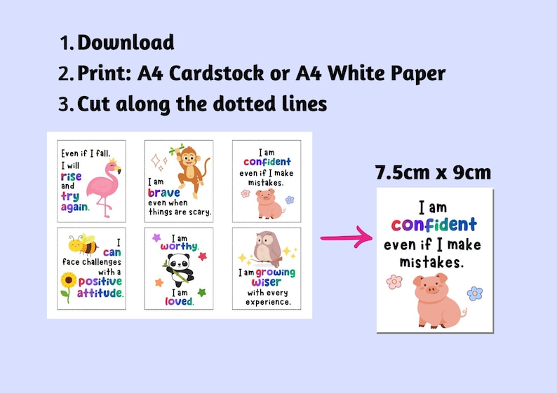 24 Affirmation Cards for Kids Printable, Children's Positive Quotes ...